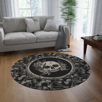 Gothic Floral Skull Round Rug – Red Finch Creations