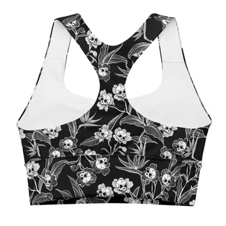 Gothic Floral Full-coverage Bikini Top/Sports Bra - Black + White – Red ...